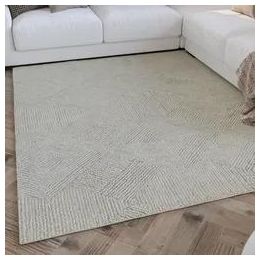 Teppich Wecon Home "Hamptons THIRTYTHREE", beige (elfenbein), B:140cm H:15mm L:200cm, Kunstfaser, Schurwolle, Teppiche, Teppich, L&auml;ufer, Fasermix, Kurzflor, Wohnzimmer, elegant, robust, geometrisch