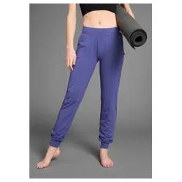 Yogahose OCEAN SPORTSWEAR "Soulwear - Yoga & Relax Pants - Loose Fit", Damen, Gr. 40, N-Gr, blau (navy), Obermaterial: 56% Baumwolle, 38% Viskose, 6% Elasthan, bequem lang, Hosen Yogahose, Seitliche Eingrifftaschen und B&uuml;ndchen f&uuml;r bequemen Sitz