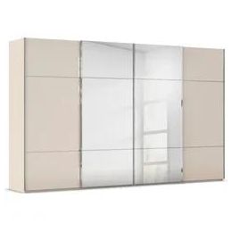Schwebet&uuml;renschrank Rauch "Kleiderschrank Schrank Garderobe Schlafzimmerschrank SCALE-TRIO", beige (champagner, glas champagner, griffleisten chrom), B:360cm H:223cm T:68cm, Holzwerkstoff, Schr&auml;nke, Schwebet&uuml;renschrank, edle dreigeteilte Front mit 2 Zierleisten Spiegel/Glas MADE IN GERMANY