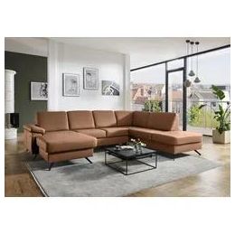 Wohnlandschaft DIE PLANBAR "PN-EM15047 U-Form, ohne Kopfst&uuml;tzen", parkett, B:309cm H:88cm T:235cm, Sofas, Wohnlandschaft, Echtleder, wahlweise mit Bettfunktion u. Stauraum