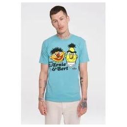 T-Shirt logoshirt "Sesamstrasse - Ernie & Bert Havin Fun", Damen, Gr. S, blau (hellblau), 100% Baumwolle, bedruckt, normal, Rundhals, Shirts T-Shirt, mit angesagtem Ernie & Bert-Print