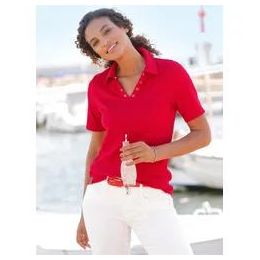 Poloshirt Casual Looks "Poloshirt", Damen, Gr. 46, rot, 95% Baumwolle, 5% Elasthan, unifarben, V-Ausschnitt, Shirts