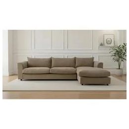Ecksofa "Avelina", grau (taupe), B:297cm H:77cm T:186cm, 100% Polyester, LeGer Home by Lena Gercke, Sofas, Ecksofa, Breite 297 cm, in Cord- und Chenille- Stoff, R&uuml;ckenkissen mit Federn