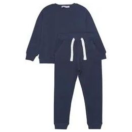 Langarmshirt & Hose Minymo "Langarmshirt & Hose MISweat", M&auml;dchen, Gr. 122, blau (schwarz navy), Web, Obermaterial: 60% Baumwolle CO. 40% Polyester PES., KOB Set-Artikel