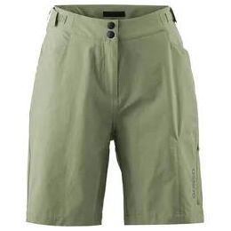 Fahrradhose Gonso "Adventure Shorts W", Damen, Gr. 38, Normalgr&ouml;&szlig;en, gr&uuml;n (tannengr&uuml;n), 90% Polyamid, 10% Elasthan, Hosen Fahrradhose, Damen Radhose mit einkn&ouml;pfbarer Radunterhose mit Sitzpolster