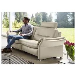 2,5-Sitzer Hukla "HU-SF15058 Ledersofa, Breite 194 cm", beige (torro ecru), B:194cm H:91cm T:92cm, Sofas, aus Leder, optional Kopfst&uuml;tze u. WallAway-Funktion