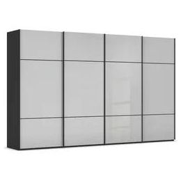 Schwebet&uuml;renschrank Rauch "Kleiderschrank Schrank Garderobe Schlafzimmerschrank SCALE-TRIO", grau (schwarz, glas seidengrau, griffleisten schwarz), B:360cm H:223cm T:68cm, Holzwerkstoff, Schr&auml;nke, Schwebet&uuml;renschrank, edle dreigeteilte Front mit 2 Zierleisten Glasfront MADE IN GERMANY