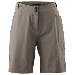 Fahrradhose Gonso "Adventure Shorts W", Damen, Gr. 50, Normalgr&ouml;&szlig;en, grau (terragrau), 90% Polyamid, 10% Elasthan, Hosen Fahrradhose, Strapazierf&auml;hig und formstabil
