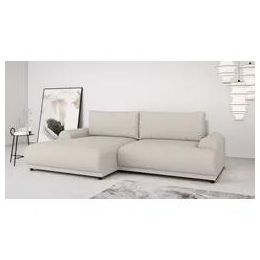Ecksofa Home Affaire "Marsby, mit Bettfunktion und Bettkasten, Ma&szlig;e: B/H/T 242/65/145 cm", beige (creme), B:242,2cm H:65cm T:145,5cm, 100% Polyester, Sofas, Ecksofa, L-Form mit Wellenunterfederung, Recamiere links oder rechts bestellbar
