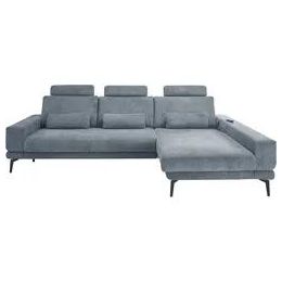 Ecksofa "SO 3600, inkl motor. Sitztiefenverstellung, Kopfst&uuml;tzen, Nierenkissen", blau (kama blau), B:293cm H:85cm T:180cm, 100% Polyester, SET ONE BY Musterring, Sofas, Ecksofa, Sitzh&ouml;he 44 cm, Federkern, Breite 293 x Tiefe 180 cm, Kama blue