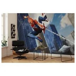 Kindertapete Komar "Marvel Spider-Man Attack", blau, B:400m H:250m, Vlies, Tapeten
