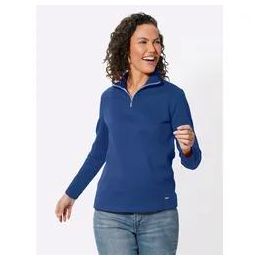Sweater Casual Looks, Damen, Gr. 44, blau (royalblau), 50% Baumwolle, 50% Polyester, unifarben, Sweatshirts Sweater