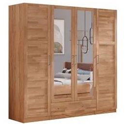 Kleiderschrank OTTO HOME "Sabrina, nat&uuml;rlicher Landhausstil, mit Innenausstattung", beige (natur), B:192cm H:200cm T:60cm, Schr&auml;nke, Kleiderschrank, Spiegel und Schubladen, teilmassiv,Buche oder Eiche, FSC-zertifiziert