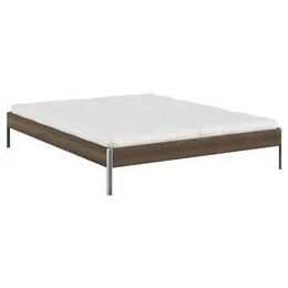 Bettgestell KARUP DESIGN "CORE BED Bodenbett, Holzrahmen, Futonbett, Jugendbett, Holzbett", carob braun, metallfarben, B:166cm H:34cm L:206cm, Betten, Bettgestell, Massivholzbett mit Lattenrost, Kiefer massiv, Doppelbett ohne Kopfteil