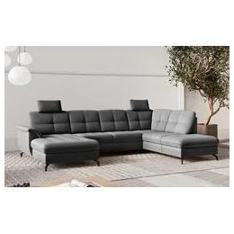 Sit & More Wohnlandschaft SIT & MORE "Zora", grau (dunkelgrau), B:319cm H:92cm T:212cm, 95% Polyester 5% Polyamid, Sofas, Wohnlandschaft, wahlweise mit Bettfunktion und Bettkasten