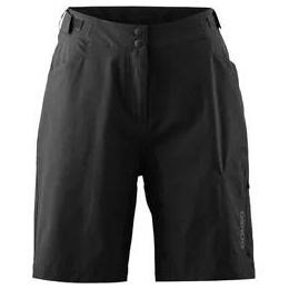 Fahrradhose Gonso "Adventure Shorts W", Damen, Gr. 44, Normalgr&ouml;&szlig;en, schwarz, 90% Polyamid, 10% Elasthan, Hosen Fahrradhose, Damen Radhose mit einkn&ouml;pfbarer Radunterhose mit Sitzpolster