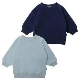 Sweatshirt Liliput, M&auml;dchen, Gr. 110/116, blau (hellblau, dunkelblau), 80% Baumwolle, 20% Polyester, unifarben, normal, Rundhals, Sweatshirts Sweatshirt, mit B&uuml;ndchen an den &Auml;rmeln