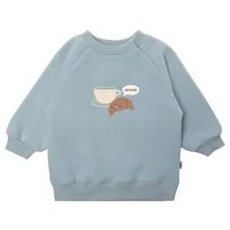 Sweatshirt Liliput "Croissant Bonjour", M&auml;dchen, Gr. 110/116, blau (hellblau), 80% Baumwolle, 20% Polyester, bedruckt, normal, Rundhals, Sweatshirts Sweatshirt, mit niedlichem Fr&uuml;hst&uuml;cks-Print