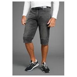 H.I.S. Jeansbermudas H.I.S "HANTZ", Herren, Gr. 36, N-Gr, grau (dk grau used), Denim/Jeans, Obermaterial: 75% Baumwolle, 23% Polyester, 2% Elasthan, Abriebeffekte, normal kniebedeckend, Jeans, gerader Beinschnitt, Used-Look mit Abriebeffekten