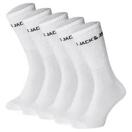 Jack & Jones Kurzsocken JACK & JONES "Socken JACBASIC LOGO TENNIS SOCK 5 PACK JNR 5er Pack", M&auml;dchen, Gr. 38-43, wei&szlig;, Obermaterial: 72% Baumwolle CO. 26% Polyester PES. 2% Elasthan EL., Socken