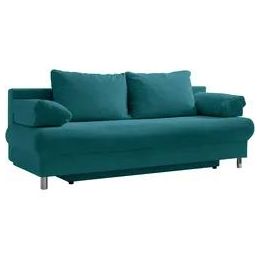 Schlafsofa Home Affaire "Como", blau (petrol), B:196cm H:43cm T:53cm, 92% Polyester, 8% Nylon, Sofas, Schlafsofa, 2-Sitzer, Federkern, Breite 196 cm, inkl. R&uuml;cken.-und Armlehnenkissen