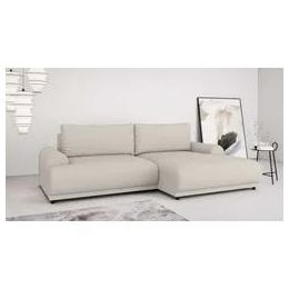 Ecksofa Home Affaire "Marsby, mit Bettfunktion und Bettkasten, Ma&szlig;e: B/H/T 242/65/145 cm", beige (creme), B:242,2cm H:65cm T:145,5cm, 100% Polyester, Sofas, Ecksofa, L-Form mit Wellenunterfederung, Recamiere links oder rechts bestellbar