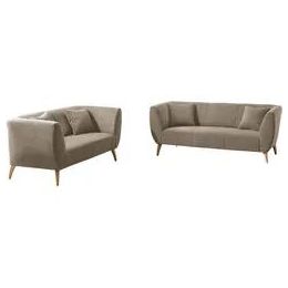 Polstergarnitur Home Affaire "Colori", grau (grau, braun, grau, braun), H:83cm T:88cm, 100% Polyester, Sitzm&ouml;bel-Sets, auch als Loveseat erh&auml;ltlich