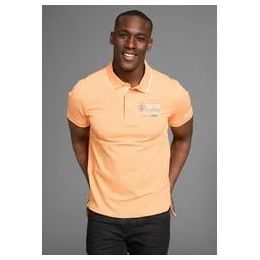 Poloshirt DELMAO, Herren, Gr. 4XL (68/70), orange, Piqu&eacute;, Obermaterial: 95% Baumwolle, 5% Elasthan, unifarben, slim fit, angesetztes B&uuml;ndchen, Shirts, mit sportlichen Kontraststreifen & gestreifter Knopfleistenblende