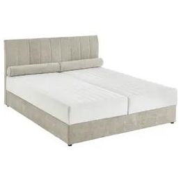 Boxbett "ALISIA", beige (creme), L:211cm, 100% PES, ATLANTIC HOME COLLECTION, Komplettbetten, mit Taschenfederkern, Bettkasten und Kissenrolle im Originalbezug