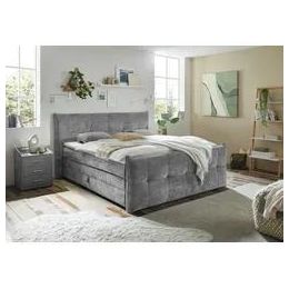 Boxspringbett ED EXCITING DESIGN "Gallina", grau, B:205cm L:234cm, 100% Polyester, Komplettbetten, Boxspringbett, mit Bettkasten, inkl. Topper