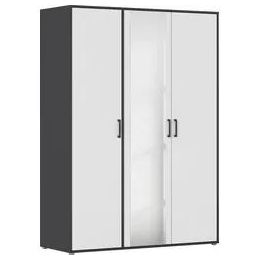 Dreht&uuml;renschrank Rauch "Kleiderschrank Schrank Garderobe W&auml;scheschrank VOYAGER", grau (graumetallic, alpinwei&szlig;), B:140cm H:194cm T:53cm, Holzwerkstoff, Schr&auml;nke, Dreht&uuml;renschrank, mit modernen Griffen in Graumetallic und Spiegel