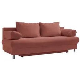Schlafsofa Home Affaire "Como", orange (terrakotta), B:196cm H:43cm T:53cm, 92% Polyester, 8% Nylon, Sofas, Schlafsofa, 2-Sitzer, Federkern, Breite 196 cm, inkl. R&uuml;cken.-und Armlehnenkissen