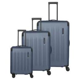Trolleyset Travelite "DYNAMIIC S/M/L, verschiedene Farben", blau (denimblau), ABS, unifarben mit Farbeins&auml;tzen, Koffer-Sets, Hartschalen-Koffer ABS Volumenerweiterung bei M/L