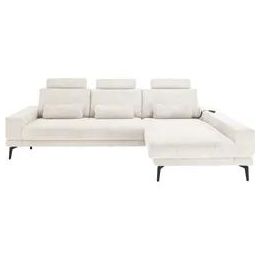 Ecksofa "SO 3600, inkl motor. Sitztiefenverstellung, Kopfst&uuml;tzen, Nierenkissen", wei&szlig; (kama natur), B:293cm H:83cm T:180cm, 100% Polyester, SET ONE BY Musterring, Sofas, Ecksofa, Sitzh&ouml;he 42 cm, Federkern, Breite 293 x Tiefe 180 cm, Kama natur