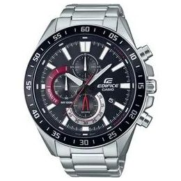 Chronograph Casio EDIFICE, silber (edelstahlfarben, schwarz, rot), Armbanduhren, Damen, Chronograph, Quarzuhr, Armbanduhr,Herrenuhr, Edelstahlarmband,bis 10bar wasserdicht