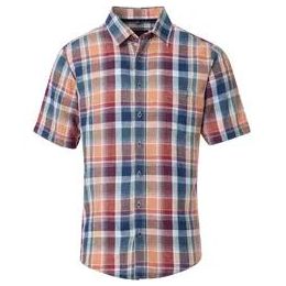 Kurzarmhemd Casamoda "Casamoda Leinenhemd Kurzarm kariert", Herren, Gr. XL, Normalgr&ouml;&szlig;en, orange, 50% Leinen, 50% Baumwolle, kariert, l&auml;ssig geschnitten, Hemden