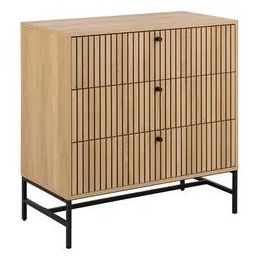 Sideboard Actona GROUP "Albany", braun (eiche), B:80,6cm H:80,4cm T:40cm, Melamin, Sideboards, Sideboard, Eiche-Optik, Lamellenfront, 3 Schubladen, B: 80, 6 cm