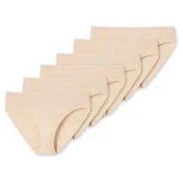 Slip Schiesser "Slip 6er Pack", Damen, Gr. 38, beige (nude), Obermaterial: 95% Baumwolle CO. 5% Elasthan EL., Unterhosen Slip