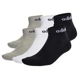 Kurzsocken Adidas ORIGINALS "Socken Linear Cushioned Ankle 6er Pack", Herren, Gr. 37-39, bunt (schwarz, grau, wei&szlig;), Obermaterial: 71% Baumwolle CO. 26% Polyester PES. 2% Elasthan EL. 1% Nylon NY., Socken