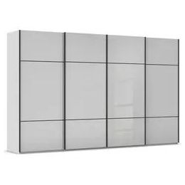 Schwebet&uuml;renschrank Rauch "Kleiderschrank Schrank Garderobe Schlafzimmerschrank SCALE-TRIO", grau (seidengrau, glas seidengrau, griffleisten schwarz), B:360cm H:223cm T:68cm, Holzwerkstoff, Schr&auml;nke, Schwebet&uuml;renschrank, edle dreigeteilte Front mit 2 Zierleisten Glasfront MADE IN GERMANY