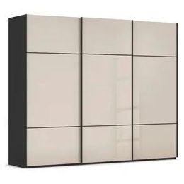 Schwebet&uuml;renschrank Rauch "Kleiderschrank Schrank Garderobe Schlafzimmerschrank SCALE-TRIO", beige (schwarz, glas champagner, griffleisten schwarz), B:271cm H:223cm T:68cm, Holzwerkstoff, Schr&auml;nke, Schwebet&uuml;renschrank, edle dreigeteilte Front mit 2 Zierleisten Glasfront MADE IN GERMANY