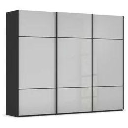 Schwebet&uuml;renschrank Rauch "Kleiderschrank Schrank Garderobe Schlafzimmerschrank SCALE-TRIO", grau (schwarz, glas seidengrau, griffleisten schwarz), B:271cm H:223cm T:68cm, Holzwerkstoff, Schr&auml;nke, Schwebet&uuml;renschrank, edle dreigeteilte Front mit 2 Zierleisten Glasfront MADE IN GERMANY