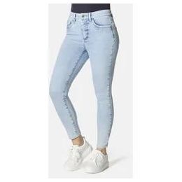 5-Pocket-Jeans STOOKER WOMEN "Rio Fexxi Move Strass Skinny Fit Jeans", Damen, Gr. 38, L&auml;nge 28, blau (blau bleached), Denim/Jeans, 83% Baumwolle, 16% Polyester, 1% Elasthan, skinny fit lang, Jeans 5-Pocket-Jeans, Skinny Fit Casual Clean Wash Denim Jeans Magic Shape Effekt f&uuml;r Damen