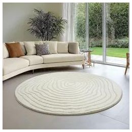 Teppich MERINOS "Elio", beige (creme), H:16mm &Oslash;:200cm, Polypropylen, Teppiche, Teppich, moderner Kurzflor Teppich mit Hoch-Tief-Effekt, 3D Effekt