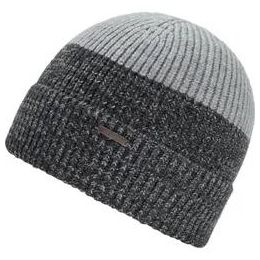 Beanie Chillouts "Felix Hat", Herren, grau (dunkelgrau), Rippstrick, Baumwollmischung, mehrfarbig, meliert, unifarben, M&uuml;tzen Beanie, in Two-Tone Optik mit Umschlag