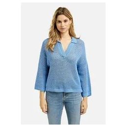 Smith & Soul V-Ausschnitt-Pullover SMITH & SOUL, Damen, Gr. L, blau (true blau), Strick, Material: 50% Baumwolle, 50% Polyacryl, unifarben, regular fit normal, V-Ausschnitt, eingesetzt gerader Abschluss, Pullover