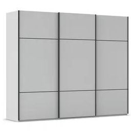 Schwebet&uuml;renschrank Rauch "Kleiderschrank Schrank Garderobe Schlafzimmerschrank SCALE-TRIO", grau (seidengrau, griffleisten schwarz), B:271cm H:223cm T:68cm, Holzwerkstoff, Schr&auml;nke, Schwebet&uuml;renschrank, edle dreigeteilte Front, 2 Zierleisten in Griff-Farbe MADE IN GERMANY