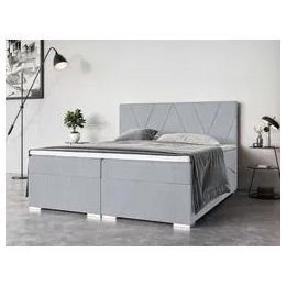 Bett Home Affaire "Liania mit Matratze und Topper, in 2 Breiten (160 und 180 cm)", silber, B:182cm H:119cm L:209cm, 100% Polyester, Betten, Bett, Boxspringbett mit Bettkasten, Matratze (BFK/TFK) und Topper