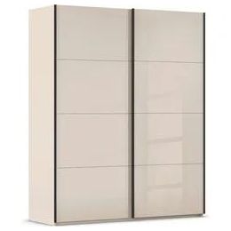 Schwebet&uuml;renschrank Rauch "Kleiderschrank Schrank Garderobe Schlafzimmerschrank SCALE-FYRA", beige (champagner, glas champagner, griffleisten schwarz), B:181cm H:223cm T:67cm, Holzwerkstoff, Schr&auml;nke, Schwebet&uuml;renschrank, edle viergeteilte T&uuml;ren mit Glas-Front viele Farben MADE IN GERMANY