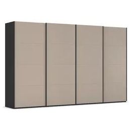 Schwebet&uuml;renschrank Rauch "Kleiderschrank Schrank Garderobe Schlafzimmerschrank SCALE-FYRA", beige (schwarz, glas fango matt, griffleisten schwarz), B:360cm H:223cm T:68cm, Holzwerkstoff, Schr&auml;nke, Schwebet&uuml;renschrank, edle viergeteilte T&uuml;ren mit Glas-Front viele Farben MADE IN GERMANY